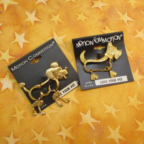 "KK/ED©" | Jewelry | Articulated Gold Dog Puppy Brooch Pair Kked Gold ...
